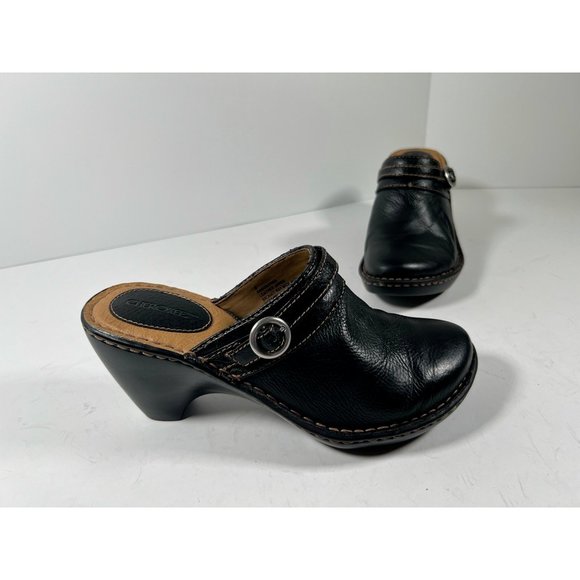 Cherokee | Shoes | Cherokee Womens Clog High Heels Black Leather Buckle ...